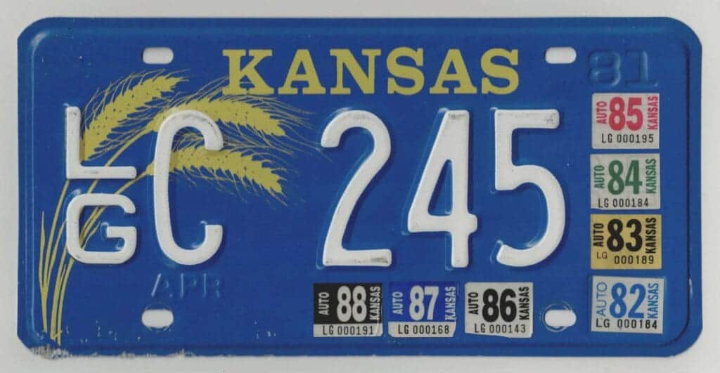1981 - 1988 - For Sale - Kansas License Plates