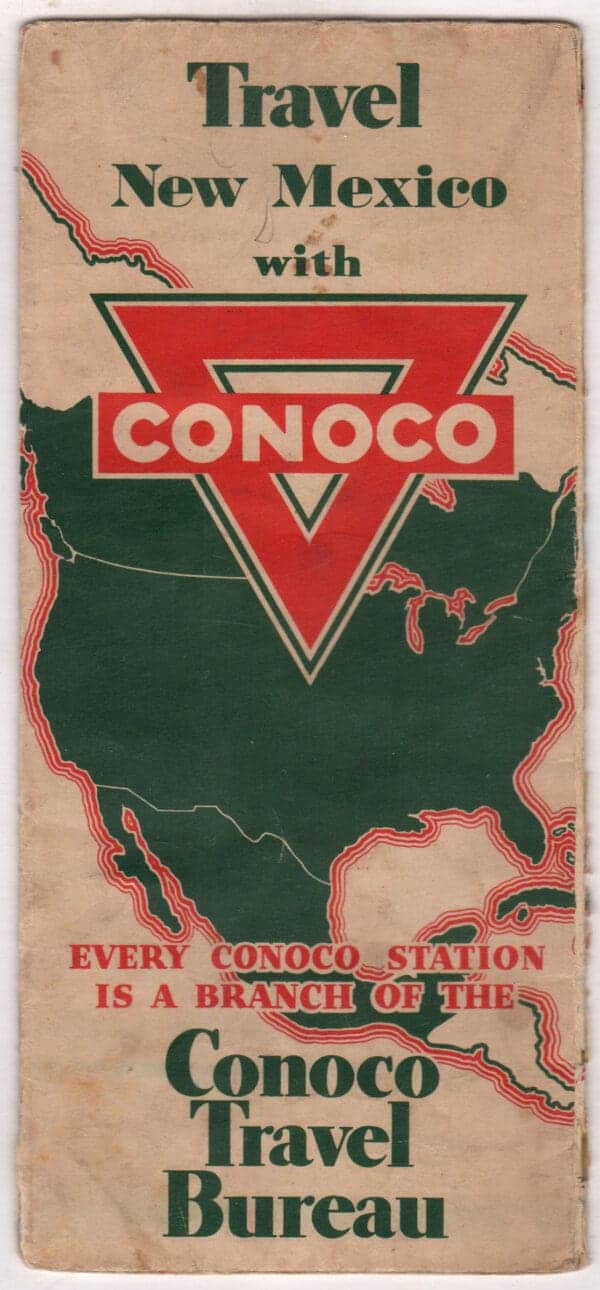 1935 New Mexico Conoco Oil Co. road map - Kansas License Plates