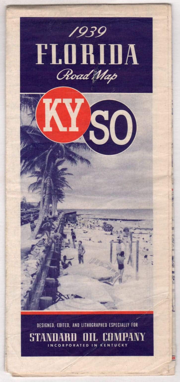 1939 Florida KYSO Oil Co. road map - Kansas License Plates