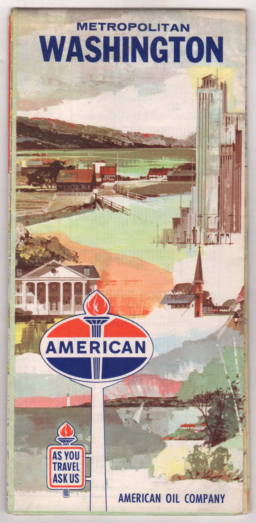 1960's Metropolitan Washington DC American Oil Co. road map - Kansas ...