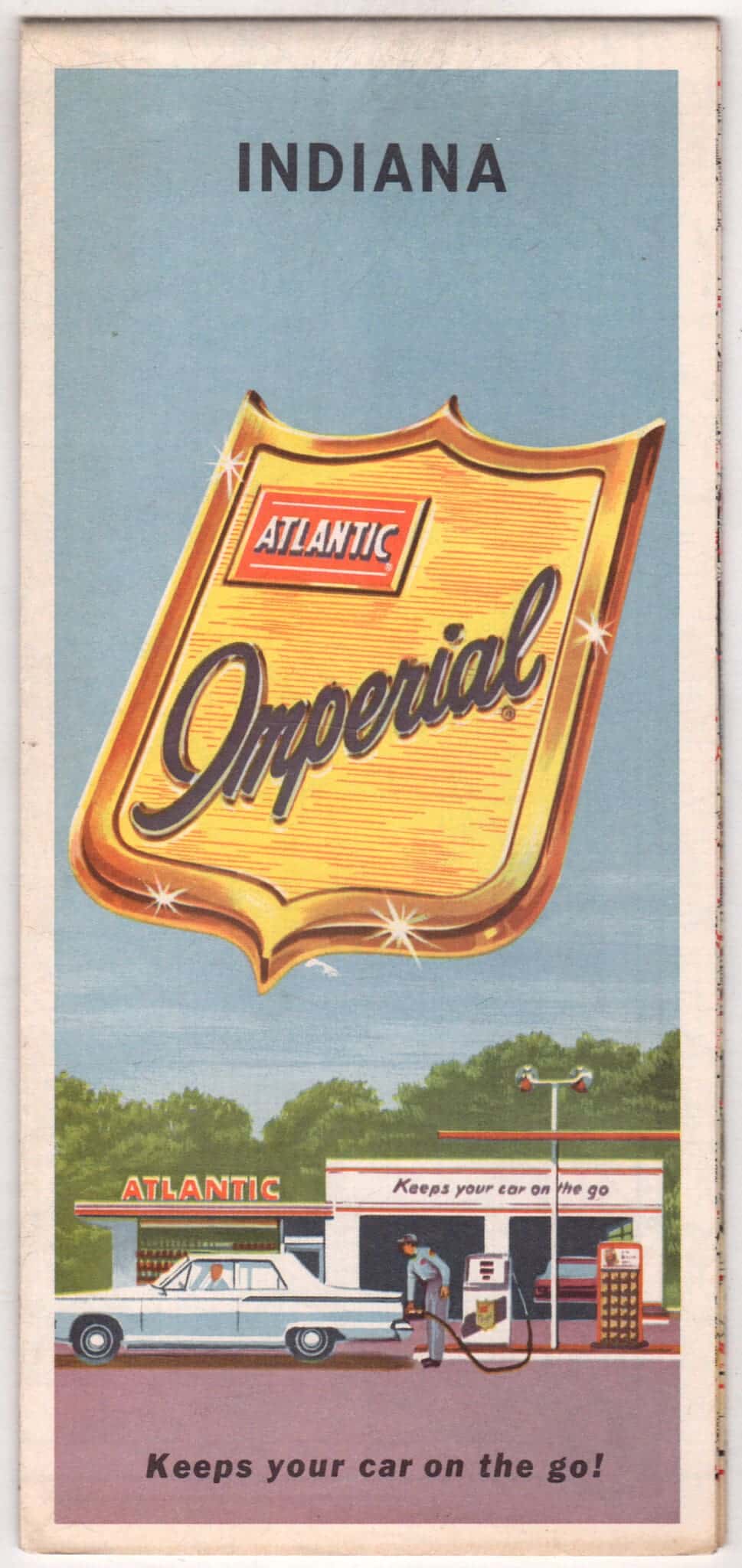 1965 Indiana Atlantic Oil Co. road map - Kansas License Plates