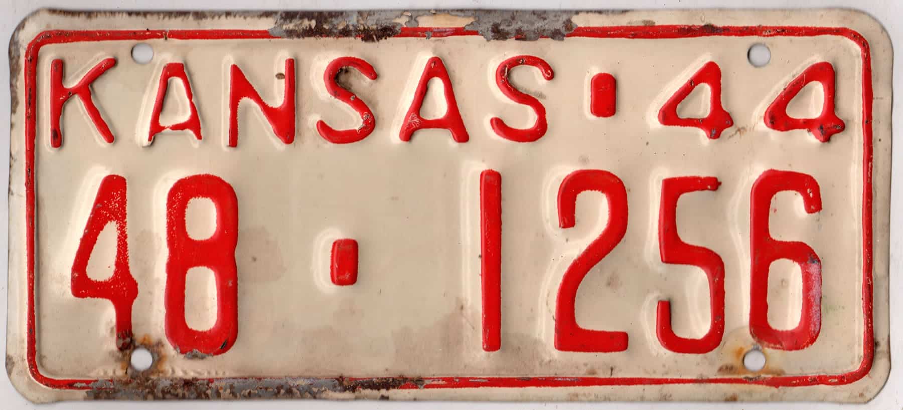 Kansas 1944 car license plate Rice county #48-1256ec - Kansas License ...